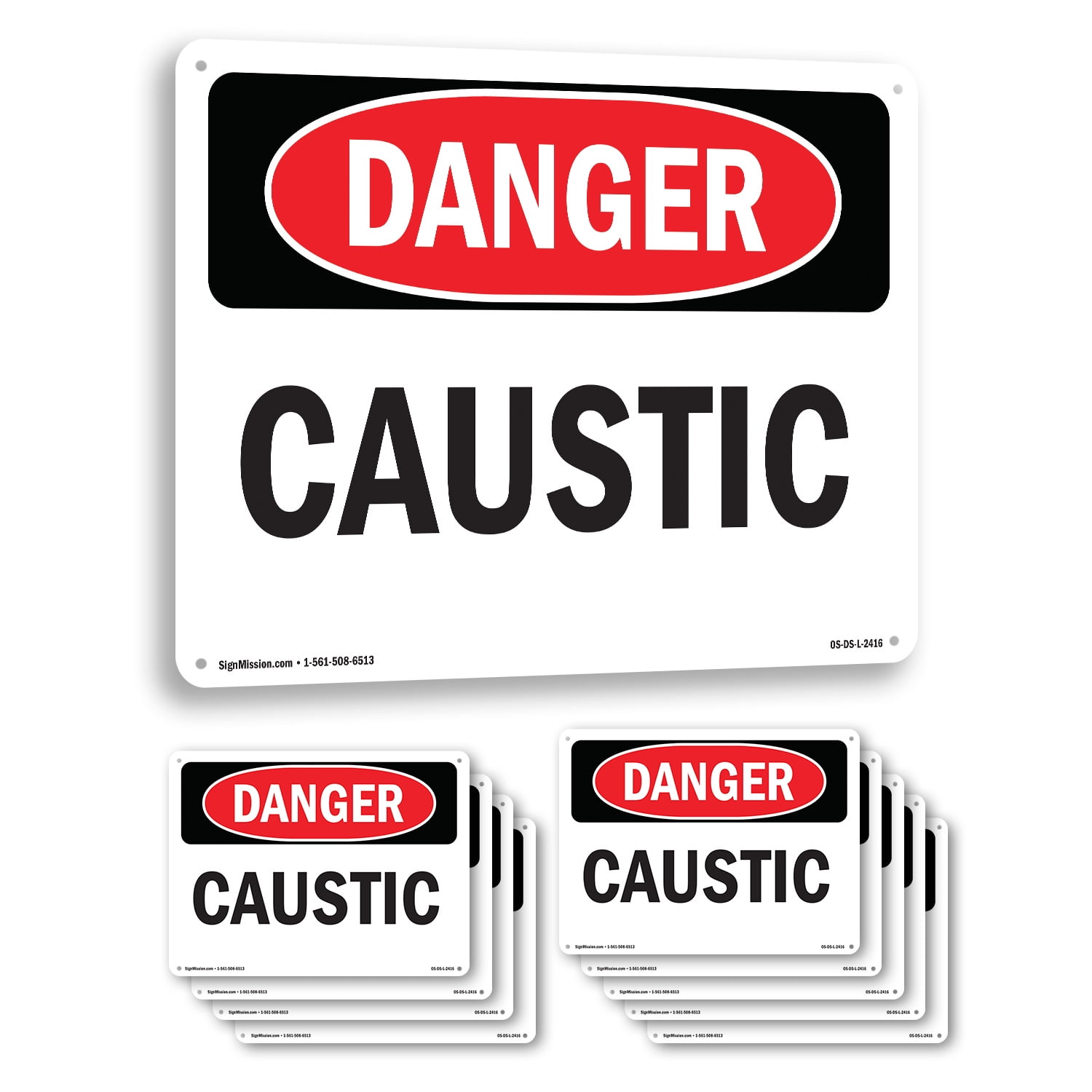 Caustic OSHA Danger Aluminum Sign 24 Inch x 18 Inch - 10 Pack - Walmart.com