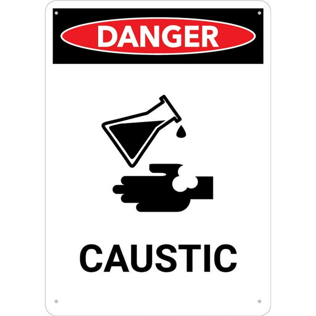 Caustic Sign Sign 8X12 Inch Rust Free Aluminum Easy To Read & Sturdy ...
