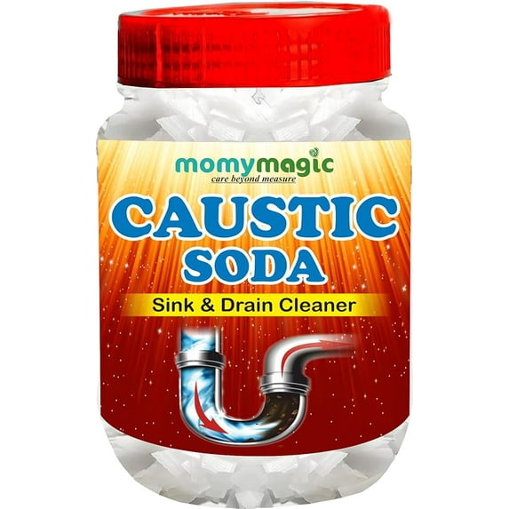 Caustic Soda Flakes (400g) Unblock Clogged Sinks & Pipes with Chimney & Drain Cleaner Non-Toxic ...