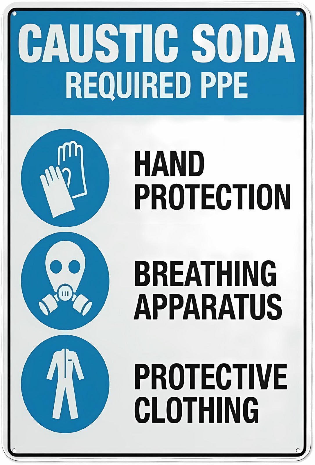 Caustic Soda Required PPE Warning Sticker 12 x 8 Inches - Security Sign ...