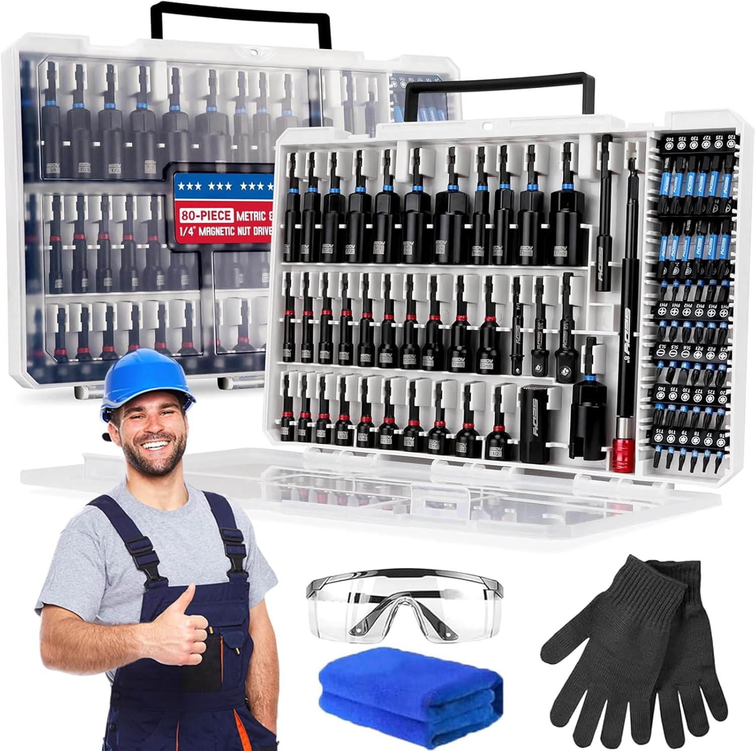 Cautiecimal 80 Piece Magnetic Impact Nut Driver Set, 2025 New 46-Piece ...