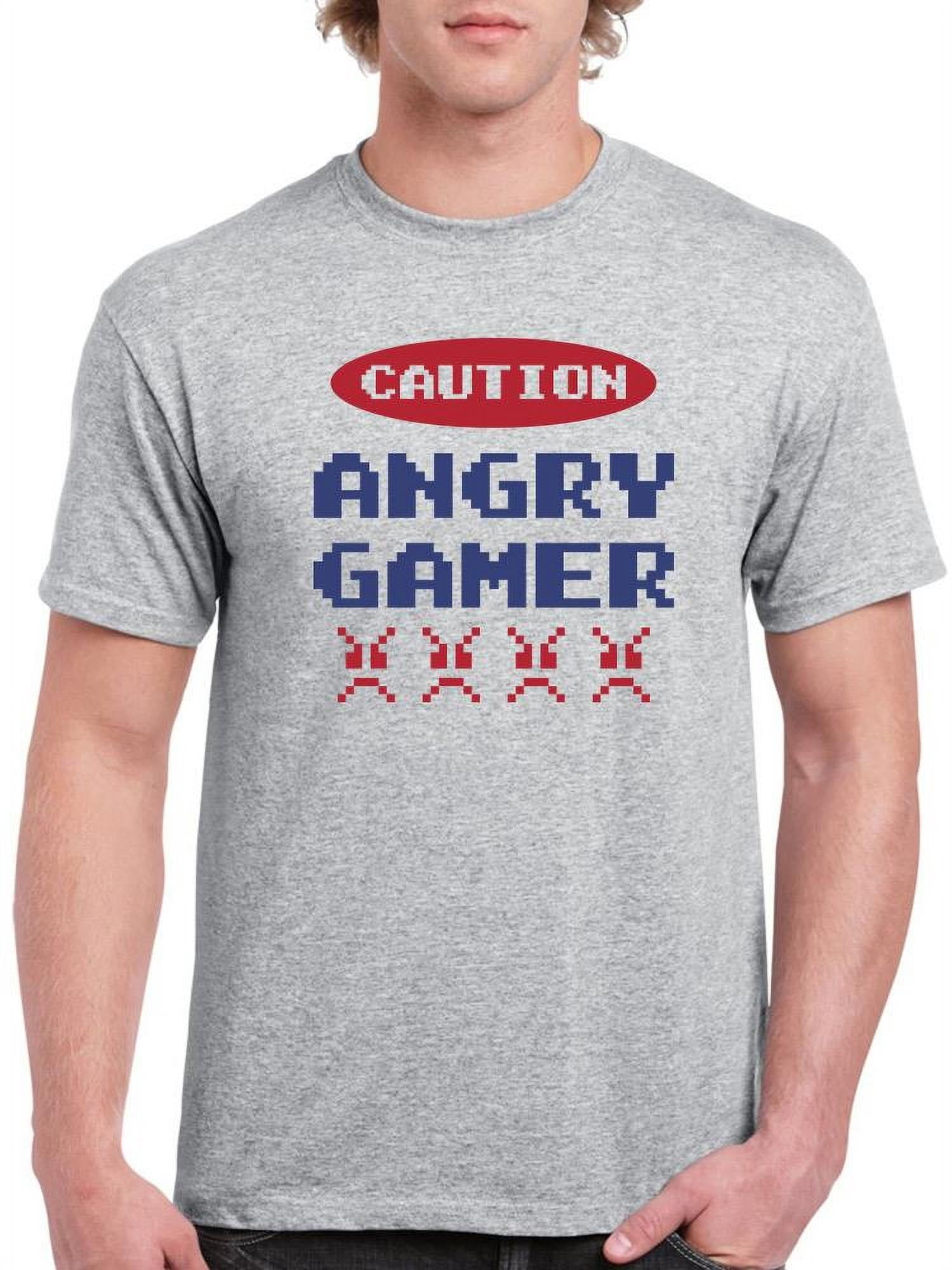 Caution Angry Gamer T-Shirt Men -Smartprints Designs, Male Large ...