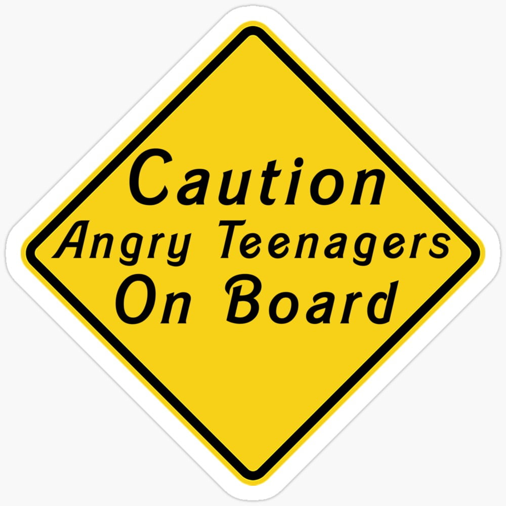 Caution - Angry Teenagers On Board Sticker Phone Decal Water Bottle ...