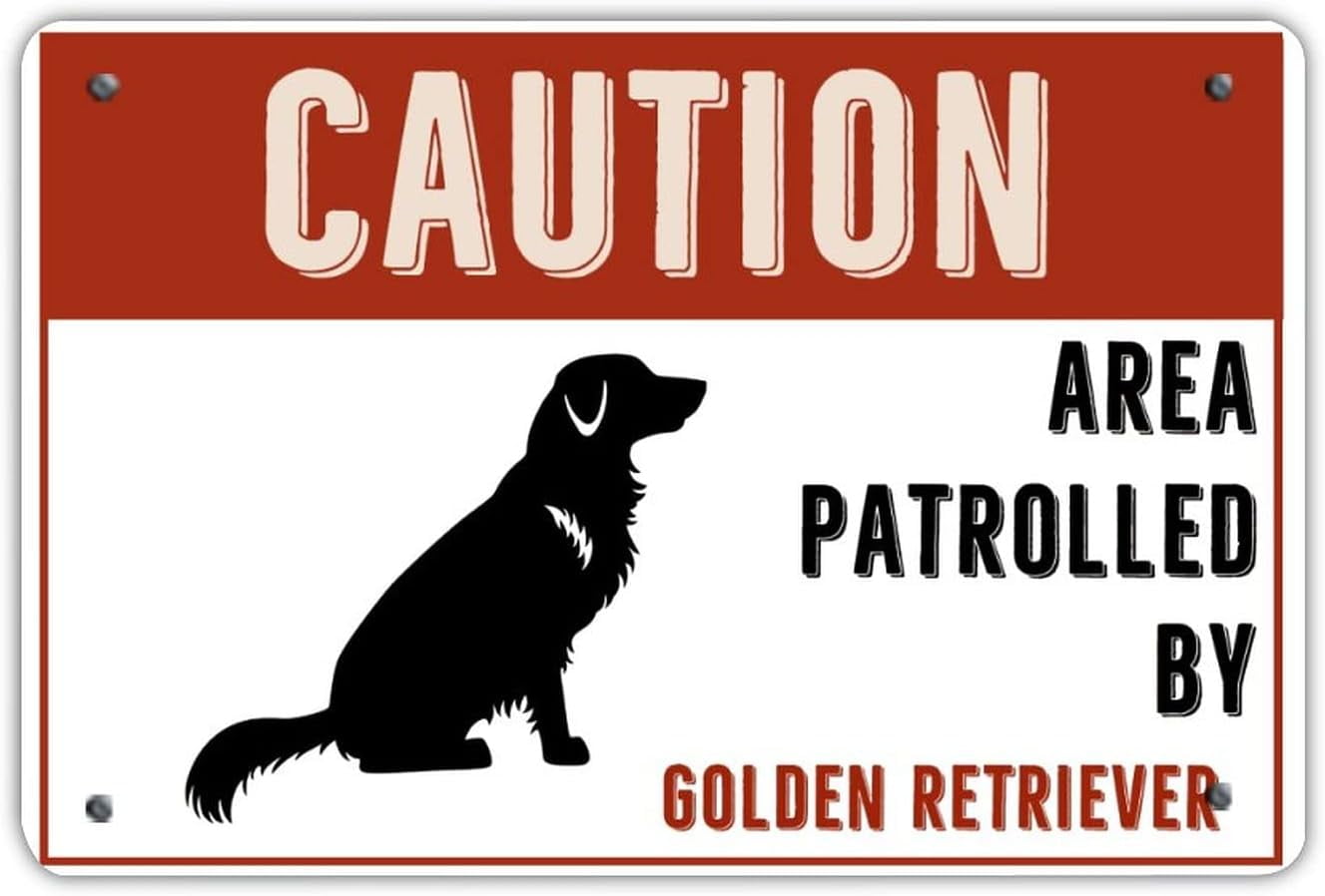 Caution Area Patrolled by Dog Metal Sign Pet Dog Silhouette Indoor ...