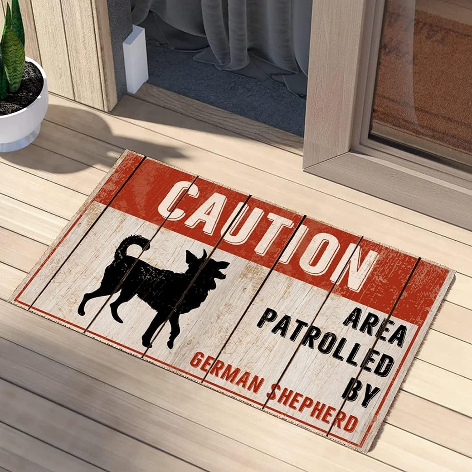 Caution Area Patrolled by Dog Entry Mat Silhouette Dog Traps Dirt and ...
