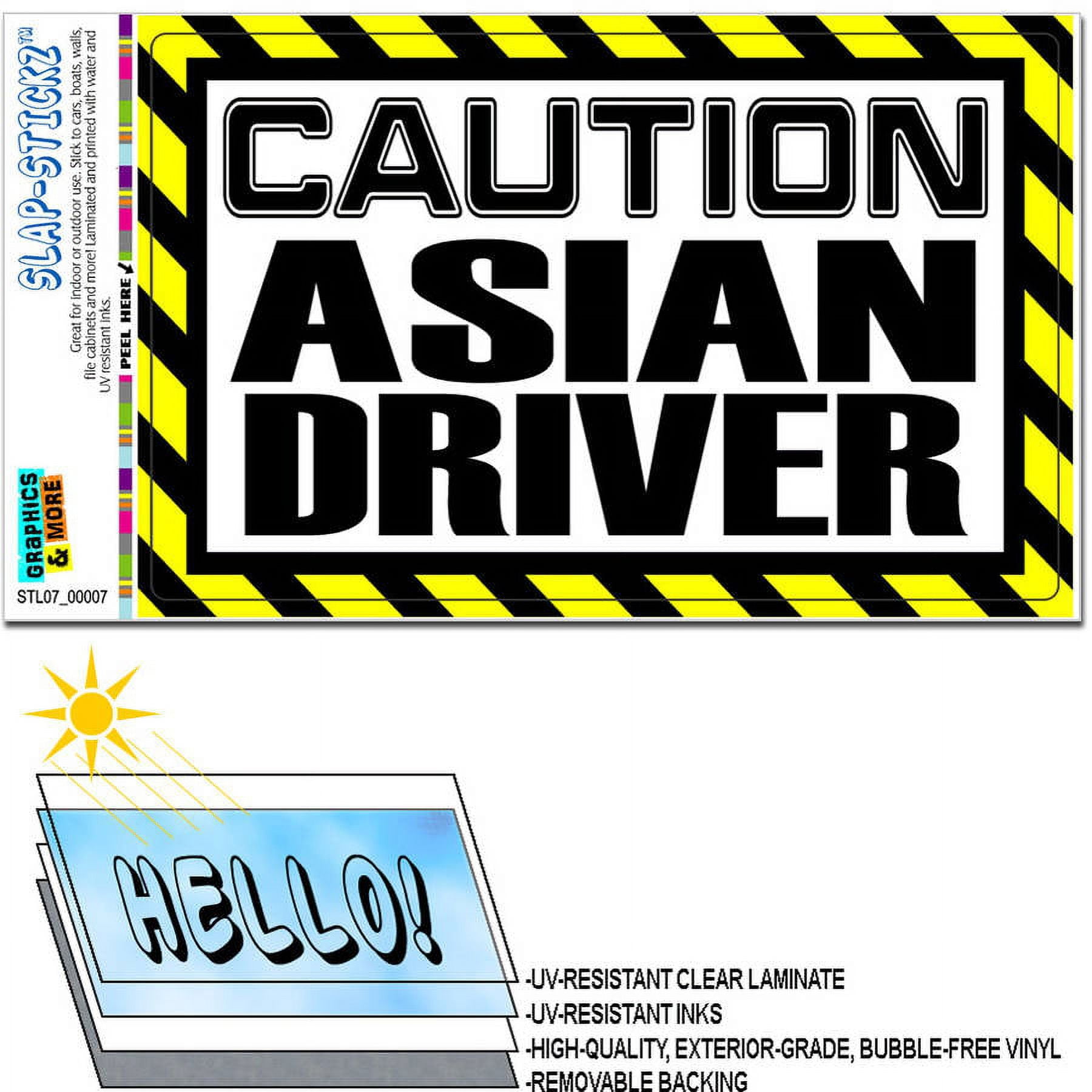Caution Asian Driver Automotive Car Window Locker Bumper Sticker ...