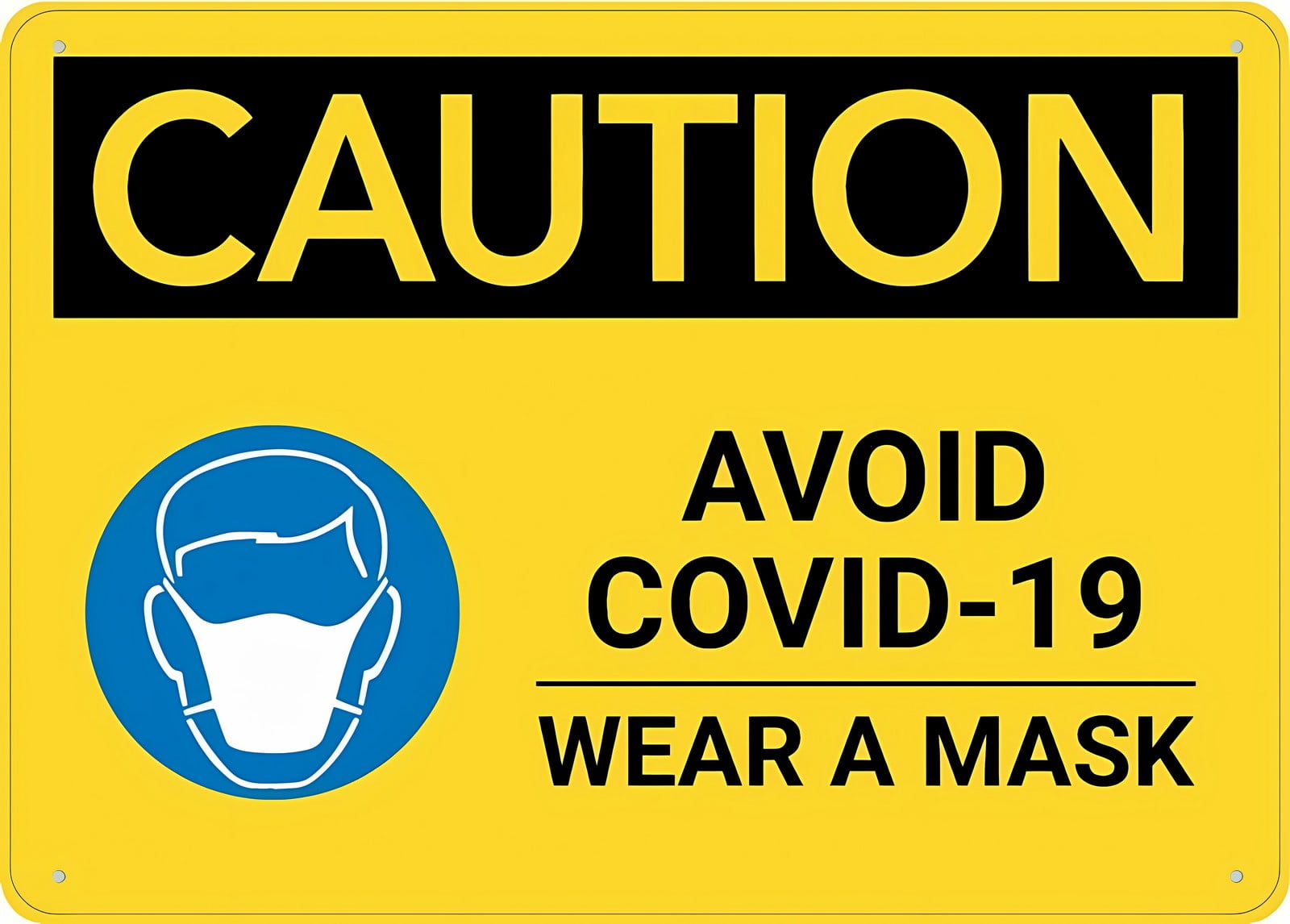Caution Avoid Covid 19 Wear A Mask Metal Sign 12 x 8 Inches - Rust-Free ...