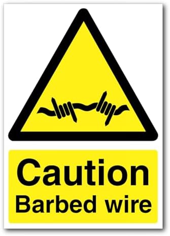 Caution Barbed Wire Sign CCTV Signs Hazard Identification Signs Metal ...