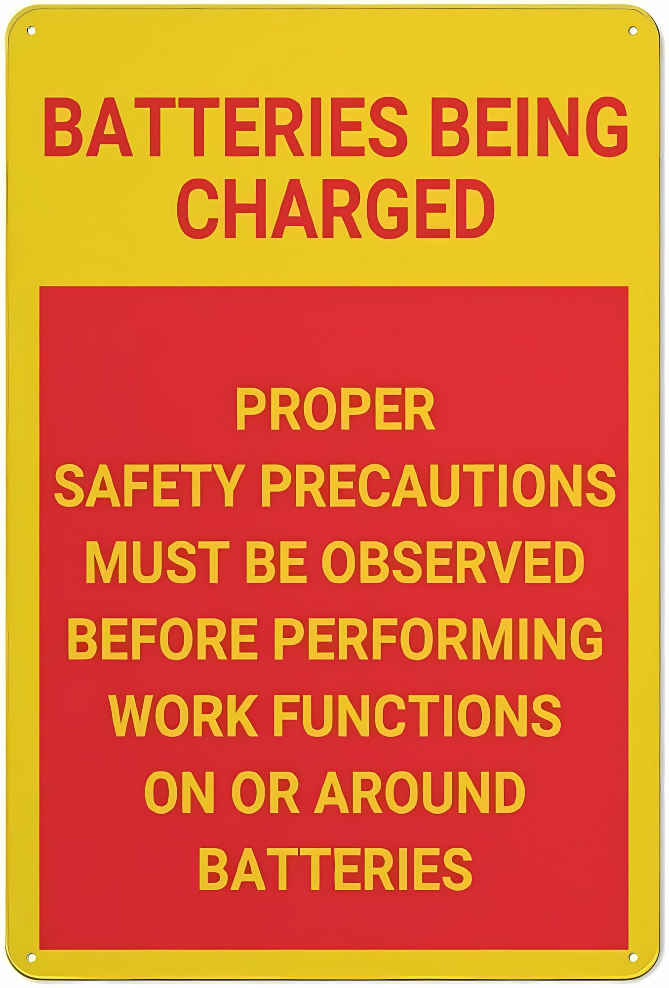Caution Batteries Being Charged Sign, 8"x12" Rust-Free Aluminum Metal ...