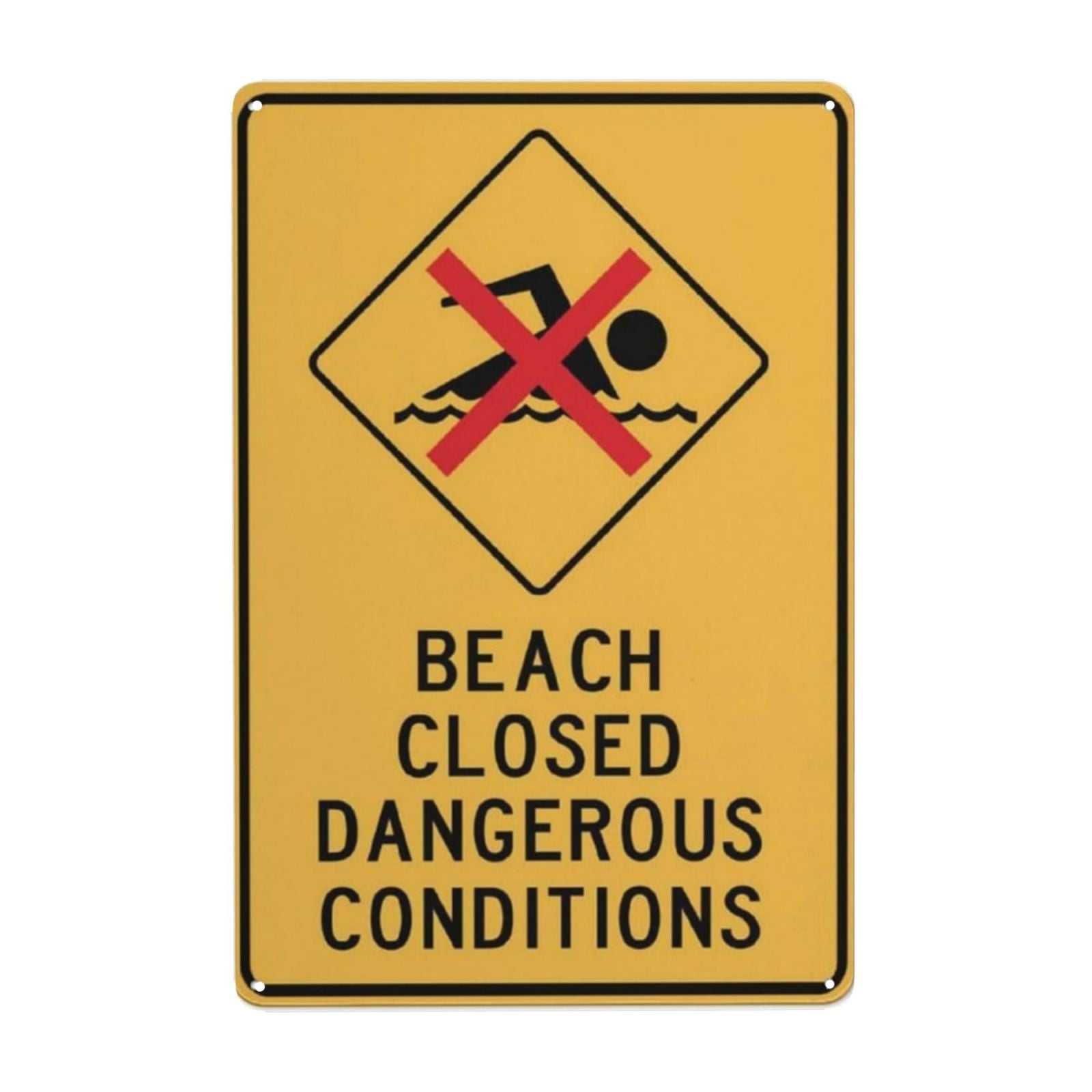Caution Beach Closed Dangerous Conditions Sign Tin Sign Warning Metal ...