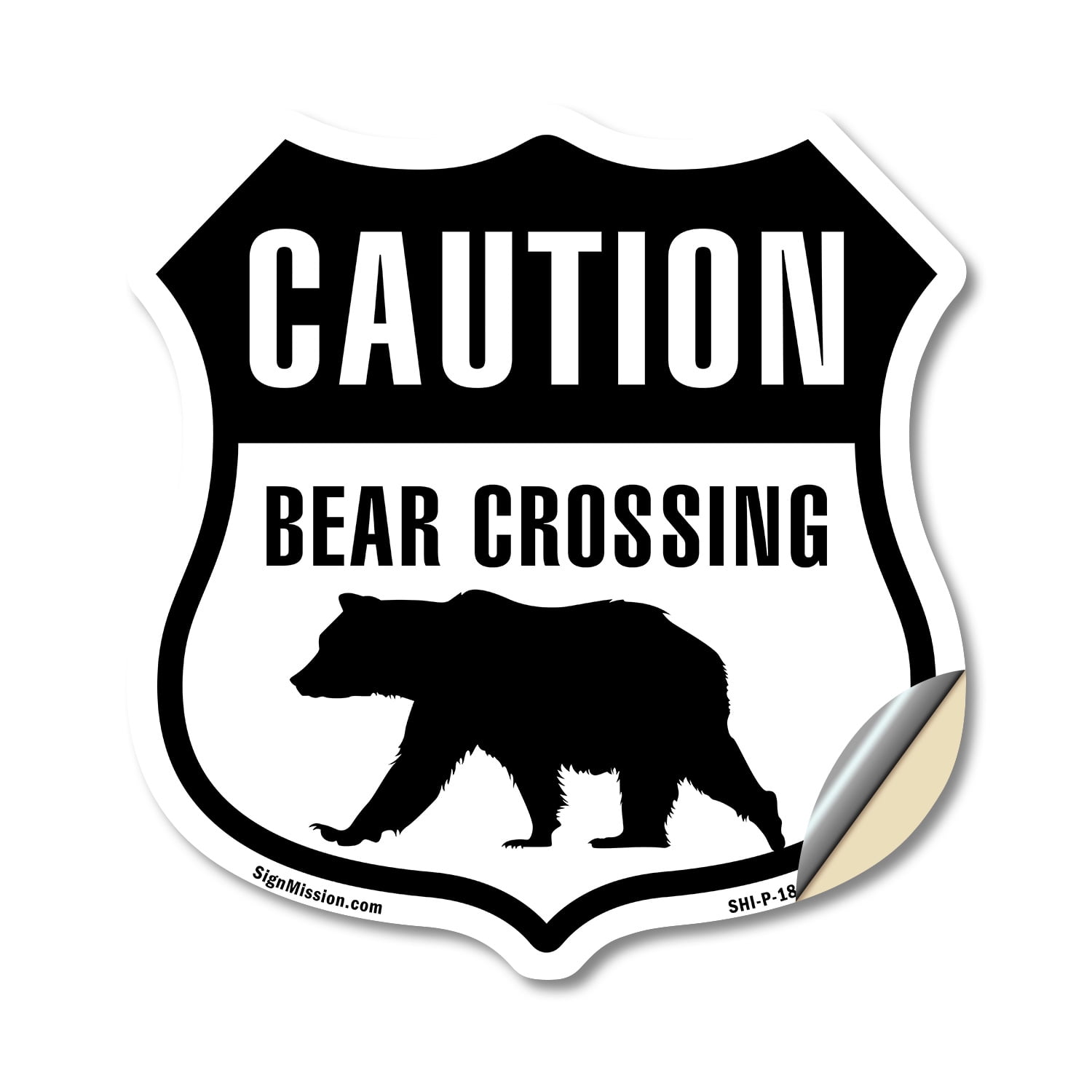 Caution Bear Crossing 18 inch X 18 inch Shield Shaped Heavy Duty 3.2 ...