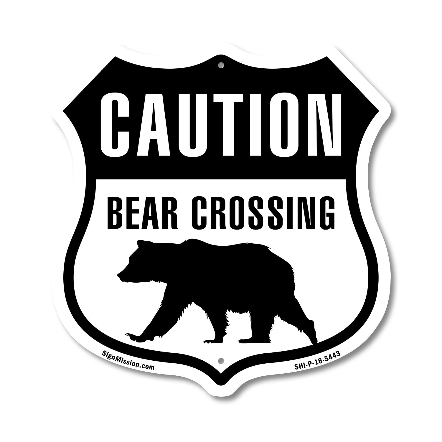 Caution Bear Crossing (2 Pack) 18 inch X 18 inch Shield Shaped Commercial Grade Plastic Signs ...