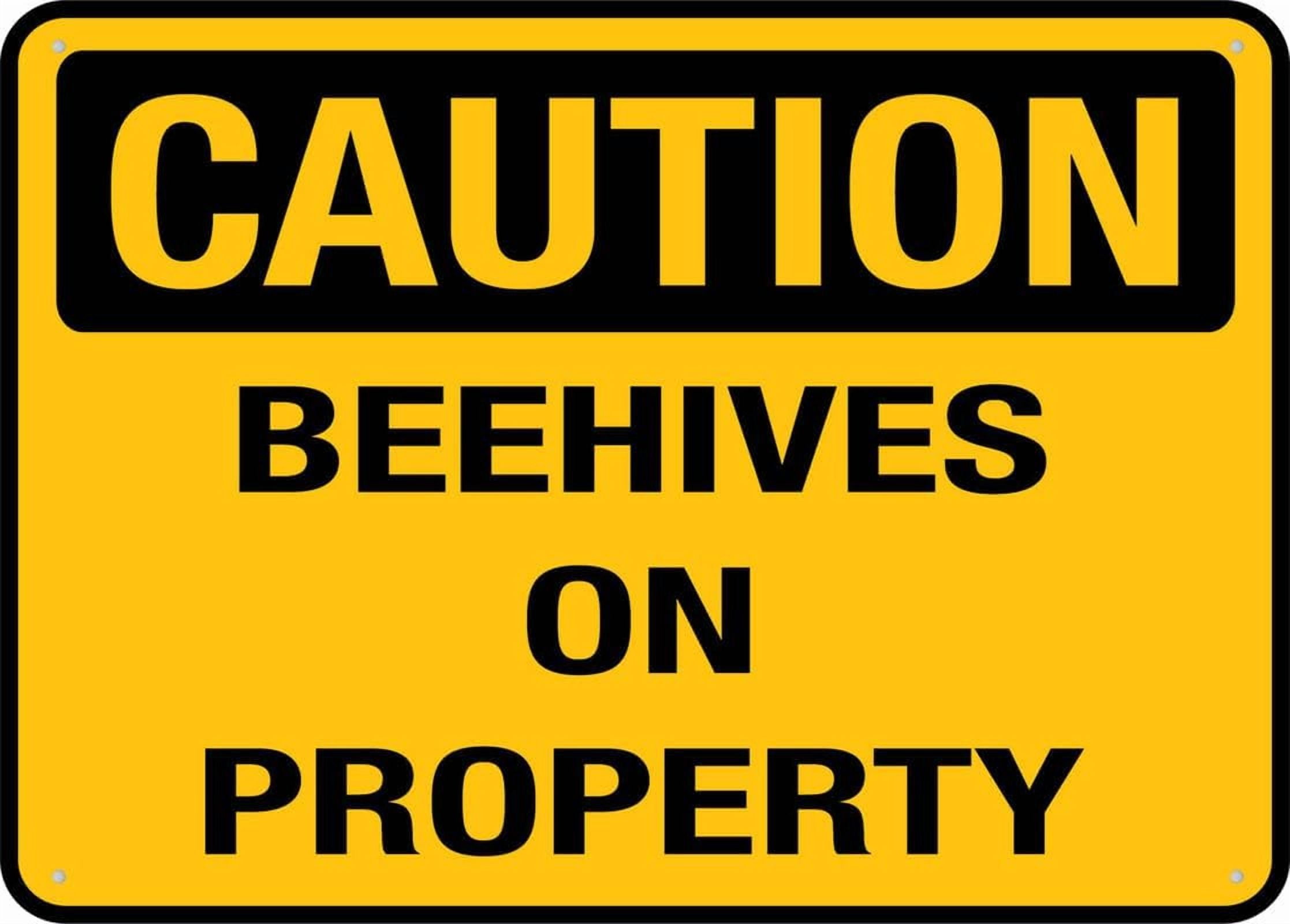 Caution Beehives On Property Warning Sign 8x12 Inch Metal Tin Sign ...