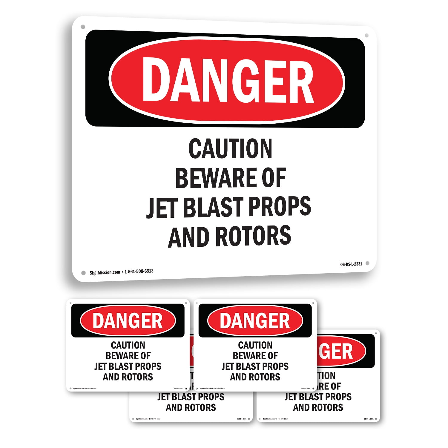 Caution Beware Of Jet Blast Props And Rotors OSHA Danger Rigid Plastic ...