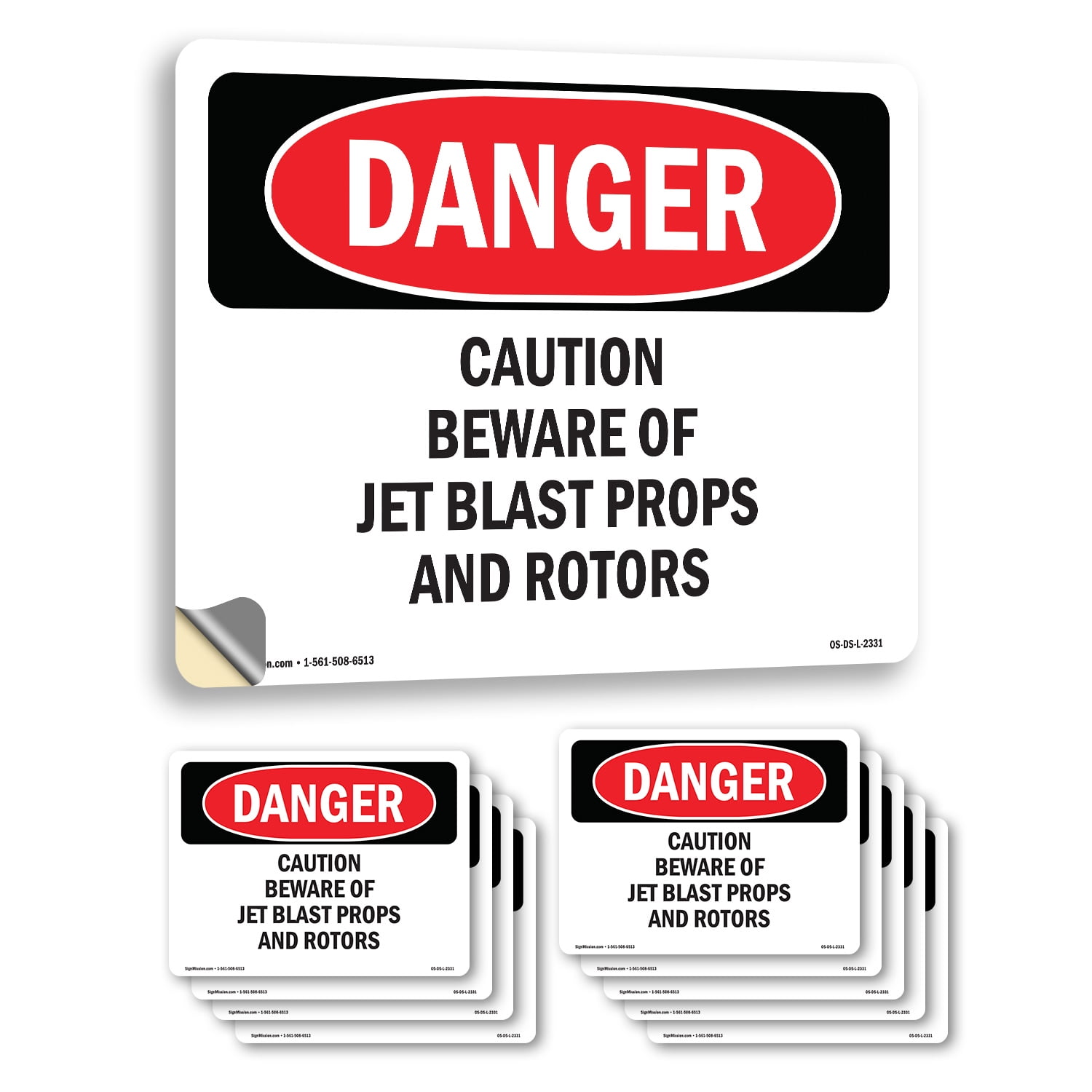Caution Beware Of Jet Blast Props And Rotors OSHA Danger Vinyl Decal ...