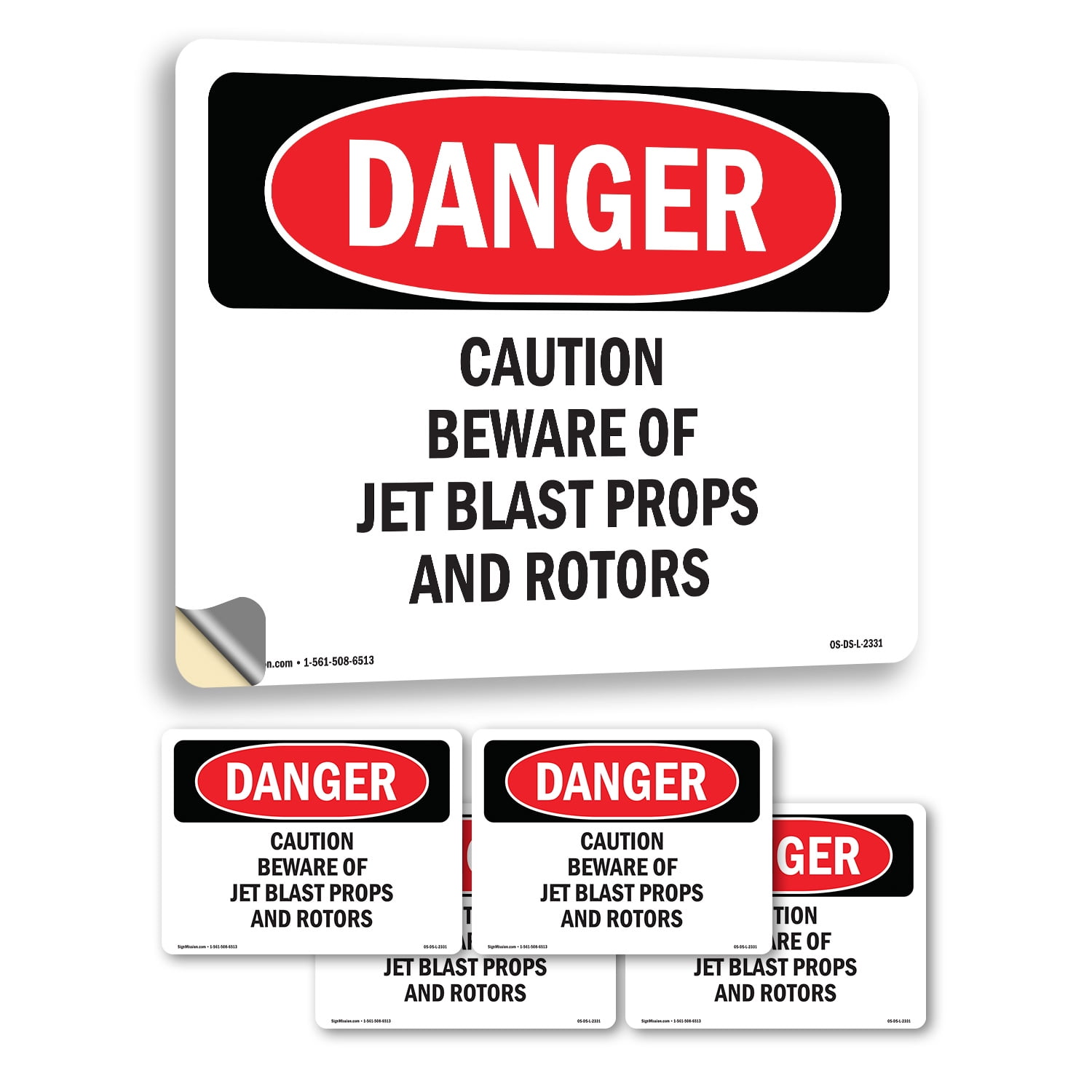 Caution Beware Of Jet Blast Props And Rotors OSHA Danger Vinyl Decal ...