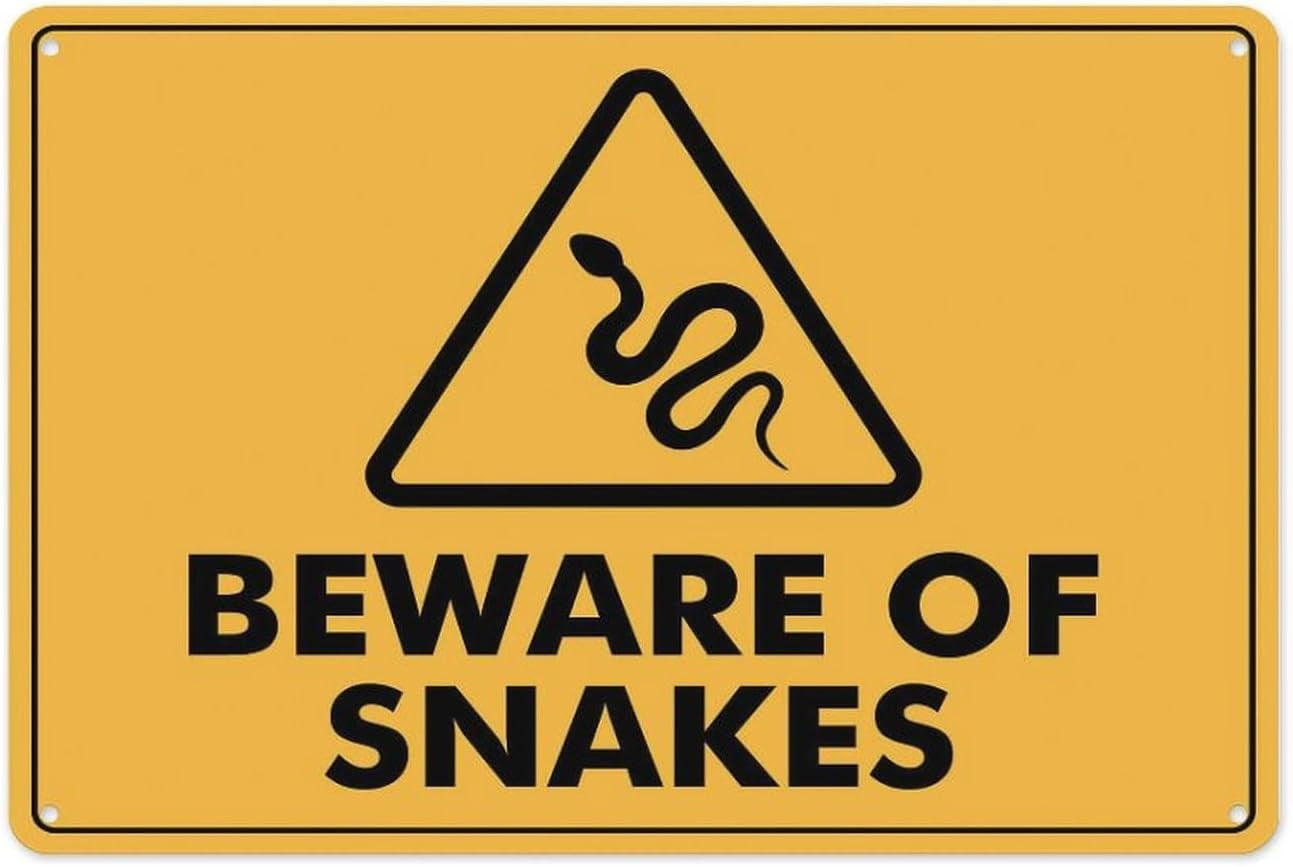 Caution Beware Of Snakes Horizontal Sign 8"x12" - Aluminum Tin Warning ...