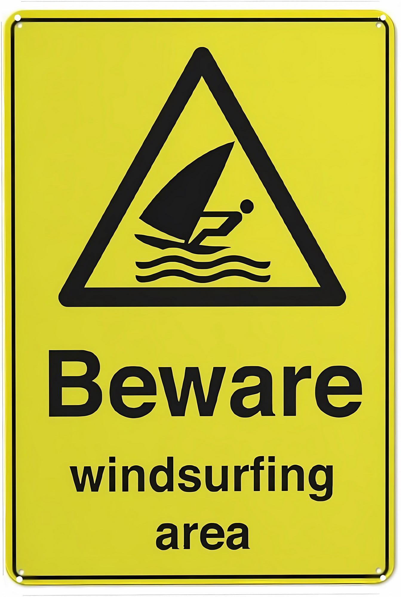 Caution Beware Windsurfing Area Warning Sign, 8"x12" Vintage Metal Wall ...