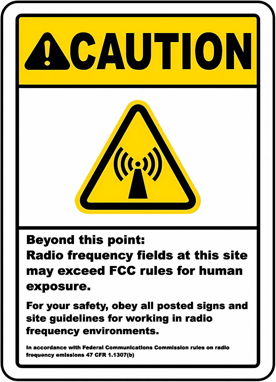 Caution Beyond This Point RF Fields Warning Tin Sign 12 x 8 Inches ...