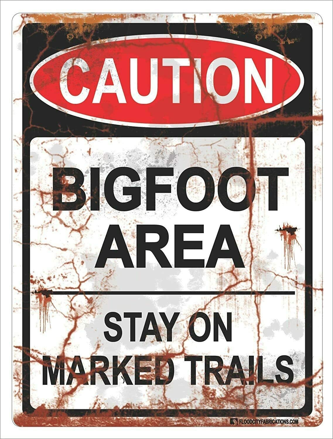 Caution Bigfoot Area Stay On Marked Trails Hiking Camping Tin Metal ...