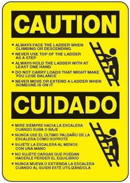 Caution Bilingual Ladder Safety Rules Sign Safety And Compliance Signsosha And Ansi Compliant