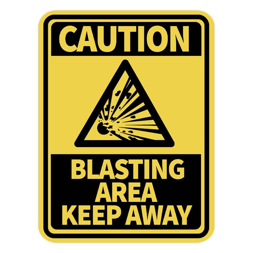 Caution Blasting Area Keep Away Wall or Door Sign Health And Safety ...