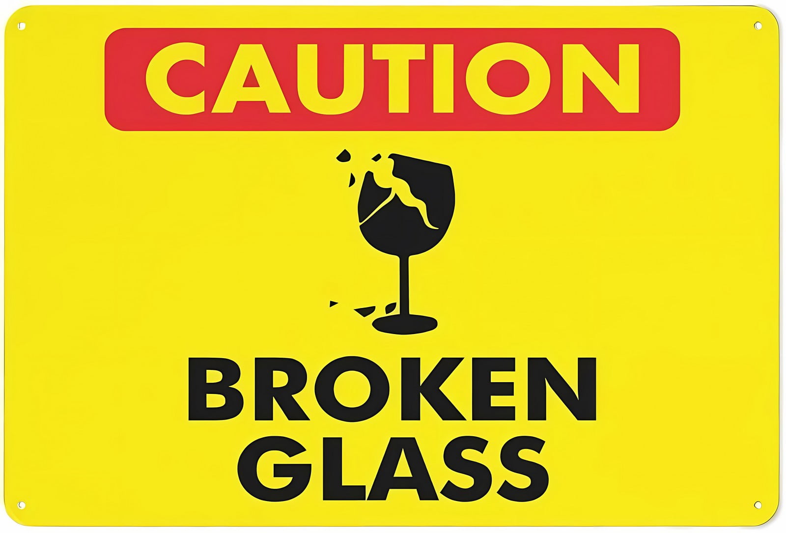 Caution Broken Glass Icon Reflective Aluminum Warning Sign 12 x 8 ...