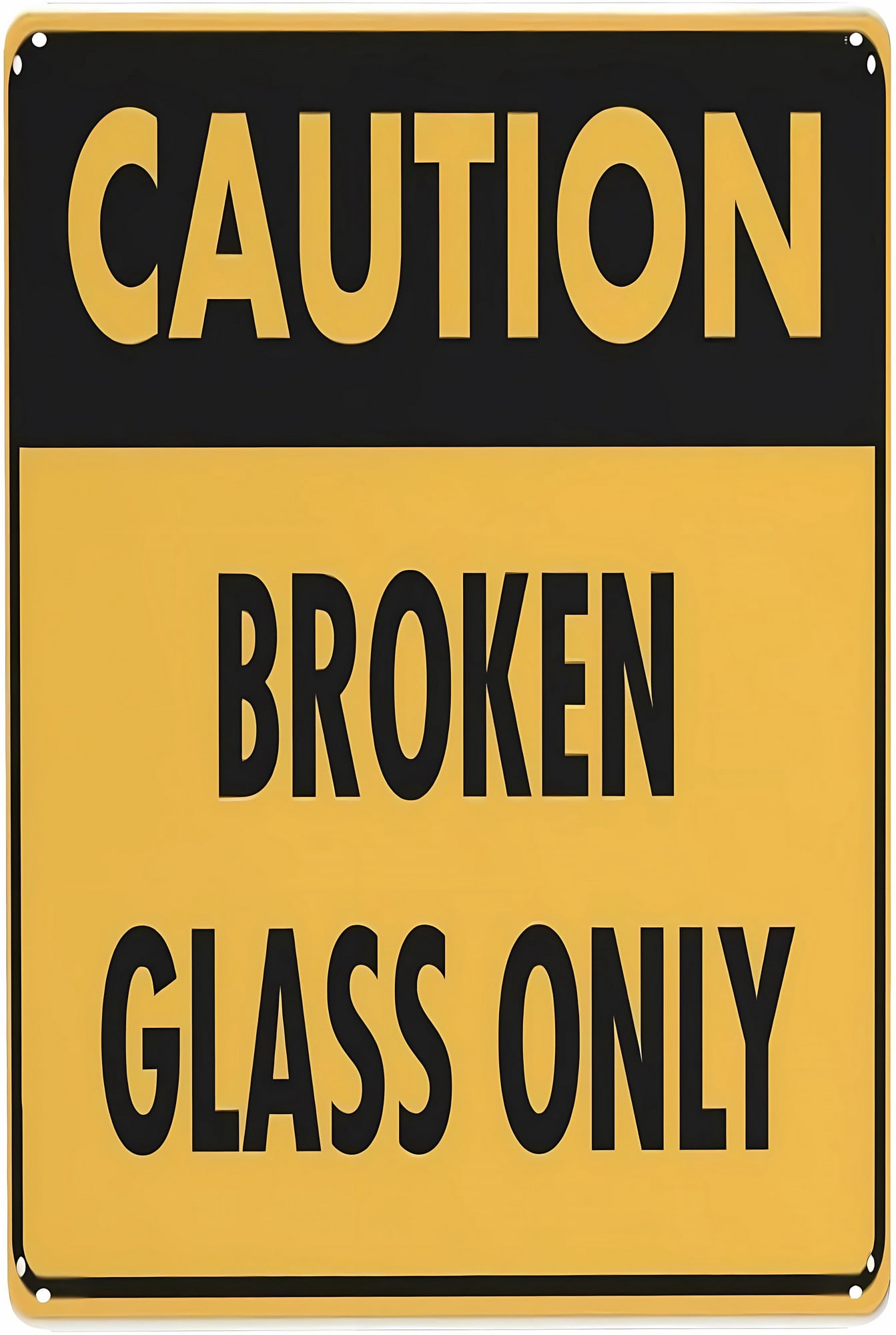Caution Broken Glass Warning Sign, 8"x12" Vintage Metal Wall Decor ...
