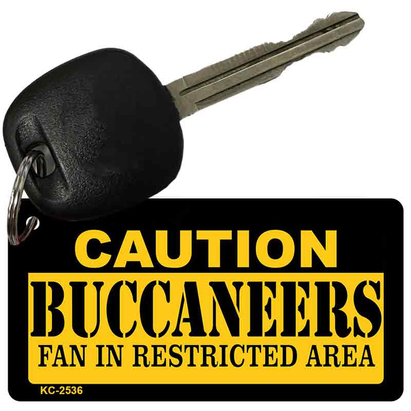 Caution Buccaneers Fan Area Novelty Metal Key Chain KC-2536 3" x 1.5 ...