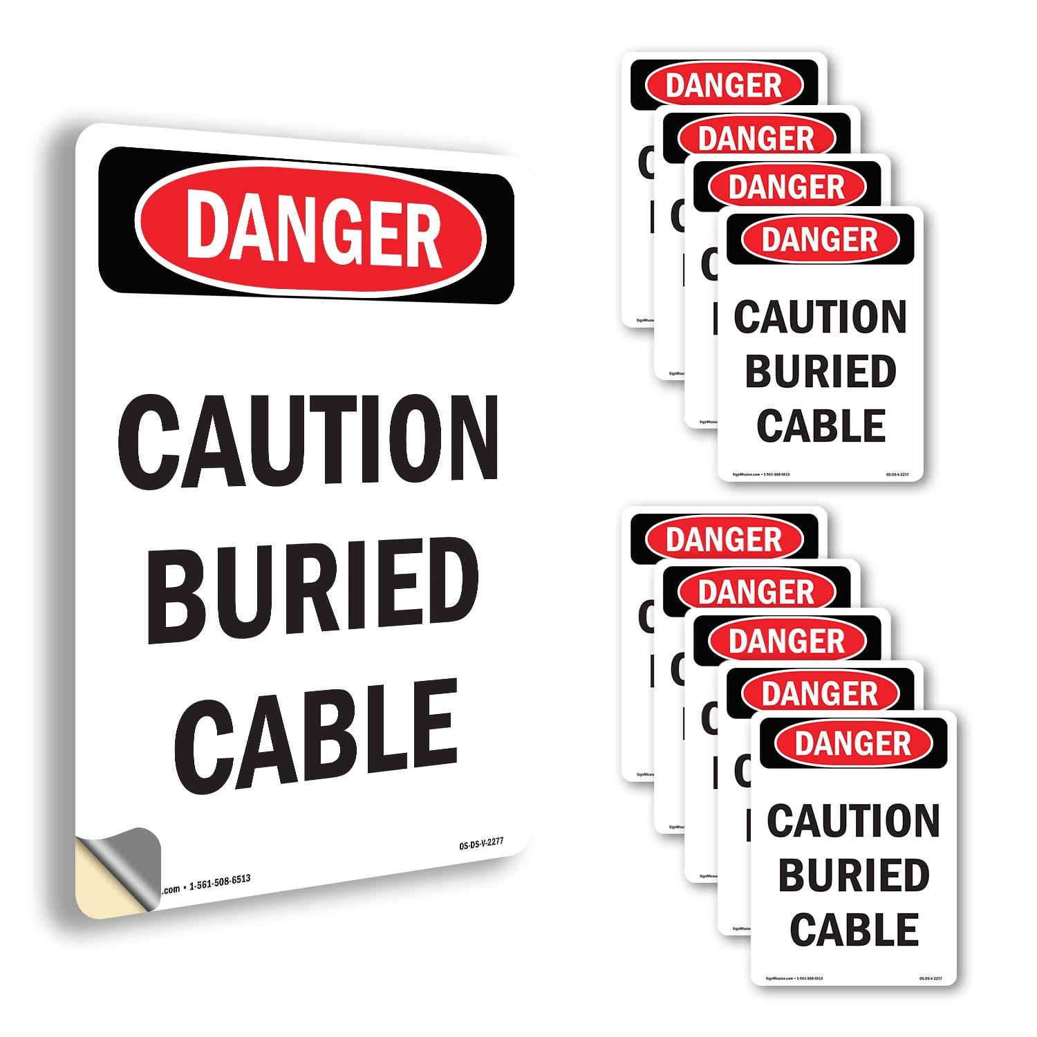 Caution Buried Cable OSHA Danger Vinyl Decal Label 10 Inch x 7 Inch ...