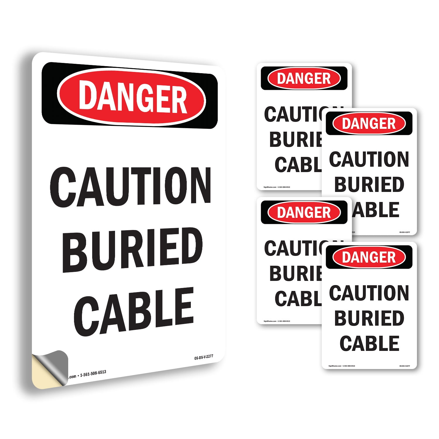Caution Buried Cable OSHA Danger Vinyl Decal Label 18 Inch x 12 Inch ...