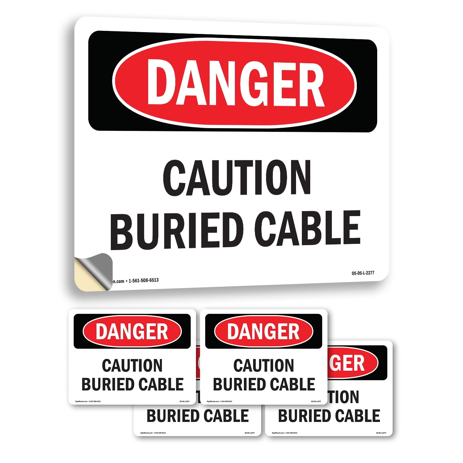 Caution Buried Cable OSHA Danger Vinyl Decal Label 24 Inch x 18 Inch ...