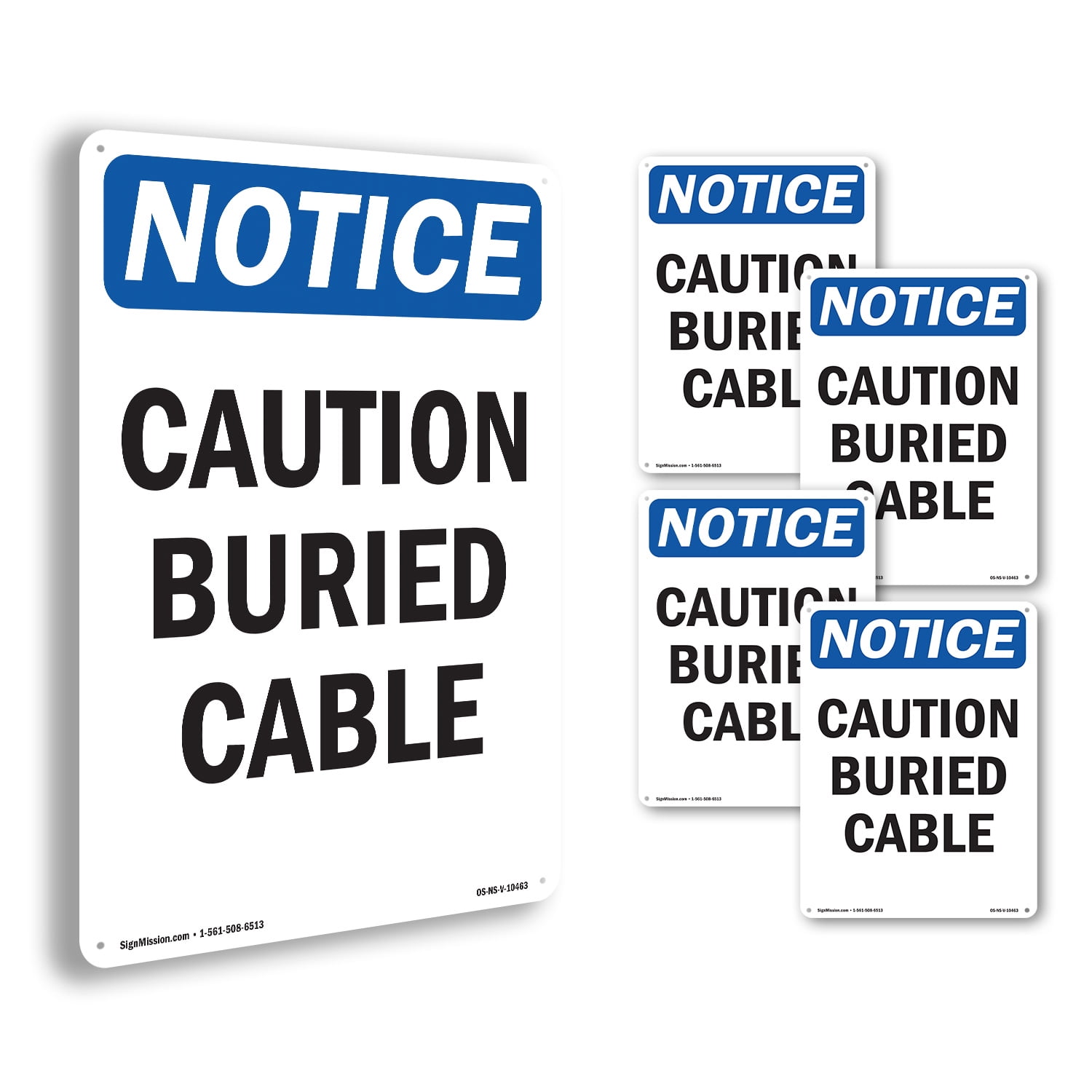 Caution Buried Cable OSHA Notice Rigid Plastic Sign 24 Inch x 18 Inch ...