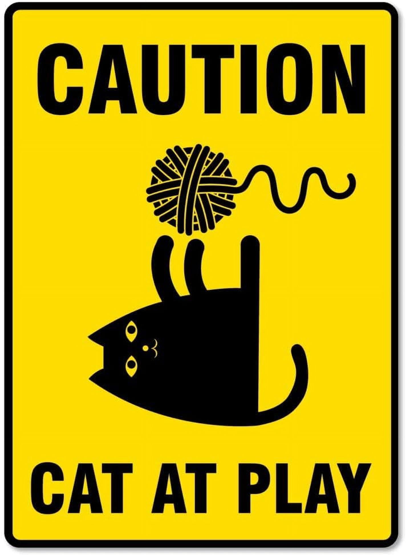 Caution Cat At Play Sign Animal Signs Metal Tin Sign 12x16 Inches ...