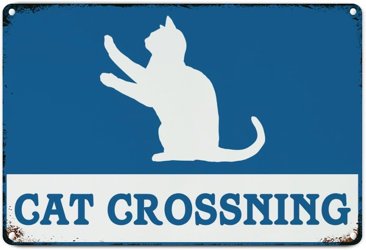 Caution Cat Crossing Street Metal Signs Man Cave Vintage No Rust Safety ...