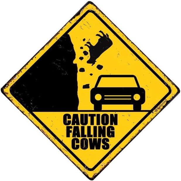 Caution Caution Falling Cows Drive Safe Xing Animal Danger Safety ...