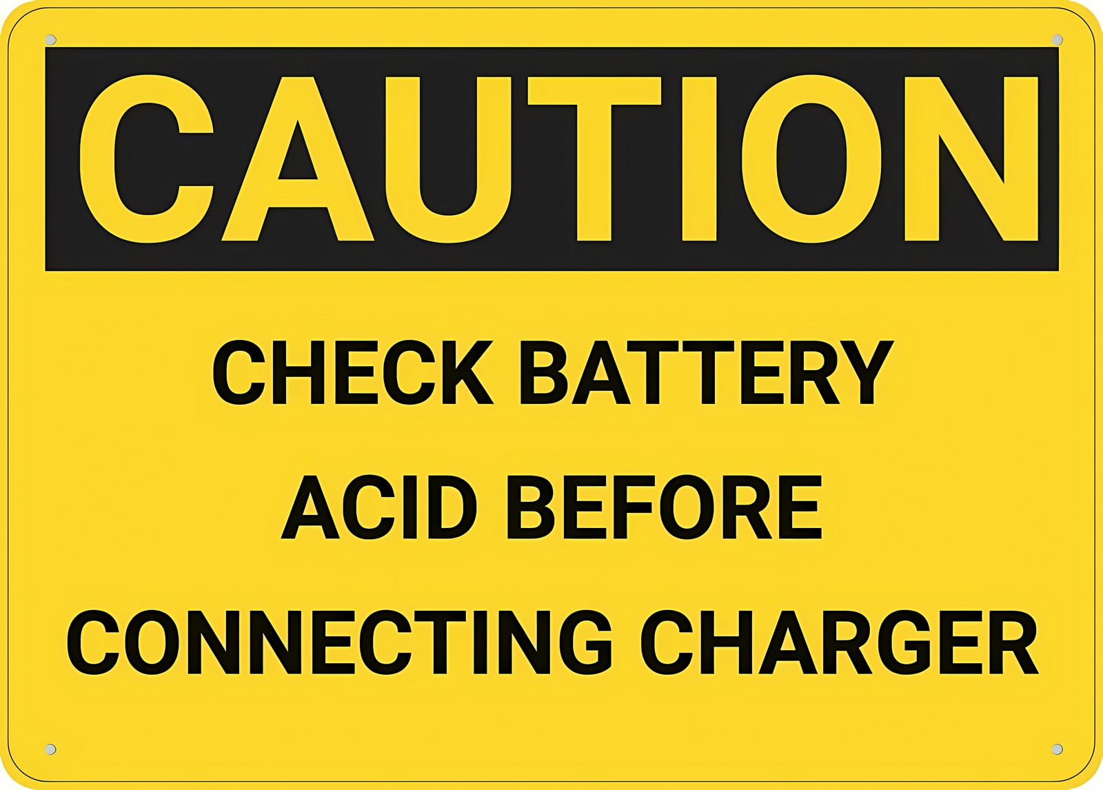 Caution Check Battery Acid Yard Sign 12 x 8 Inches - Premium Aluminum ...