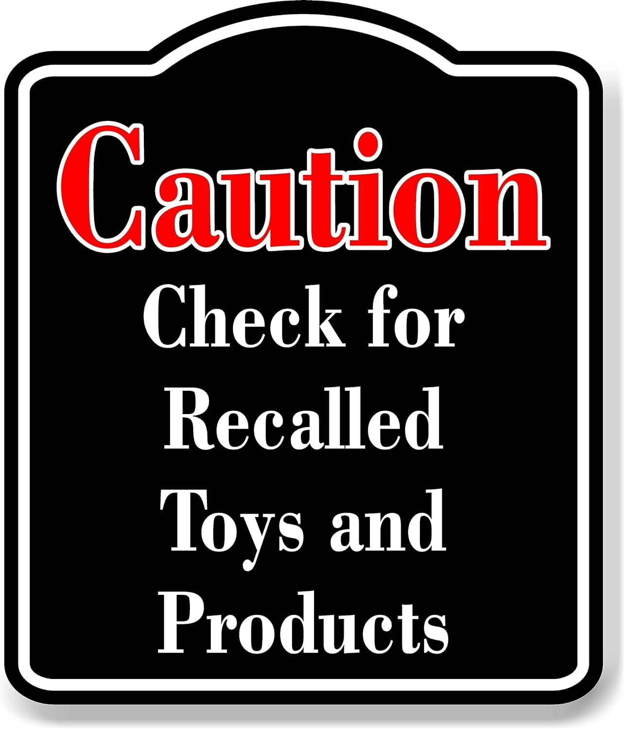Caution Check for Recalled Toys and Products Red BLACK Aluminum ...