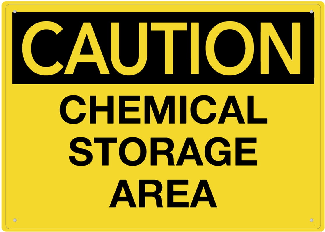 Caution Chemical Storage Area Sign 8X12 Inch Rust Free Aluminum Easy To ...