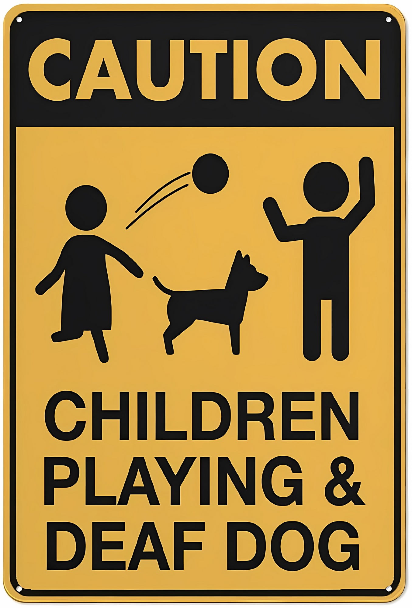 Caution Children Playing and Deaf Dog Outdoor Sign, 8"x12" Metal ...