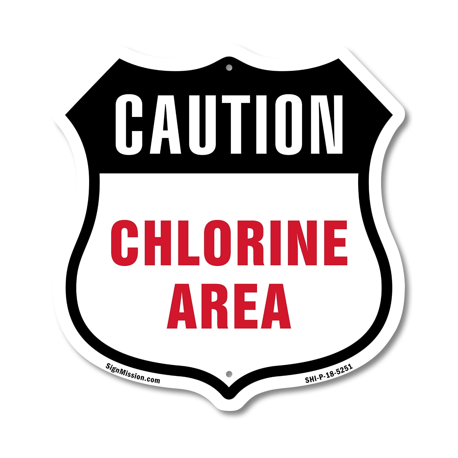 Caution Chlorine Area (5 Pack) 12 inch X 12 inch Shield-Shaped Rust ...