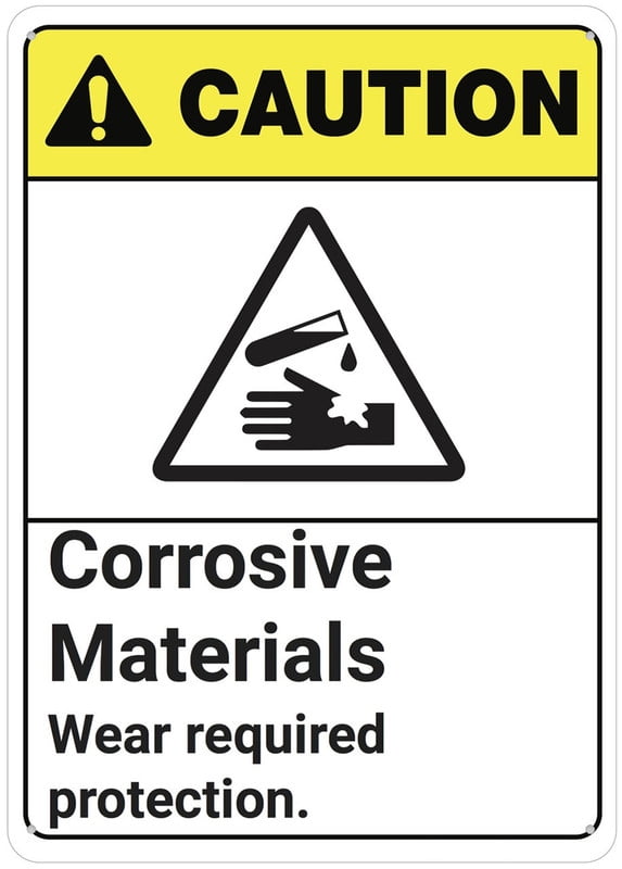 Caution Corrosive Materials Vertical Sign 8"X12" Rust Free Aluminum ...