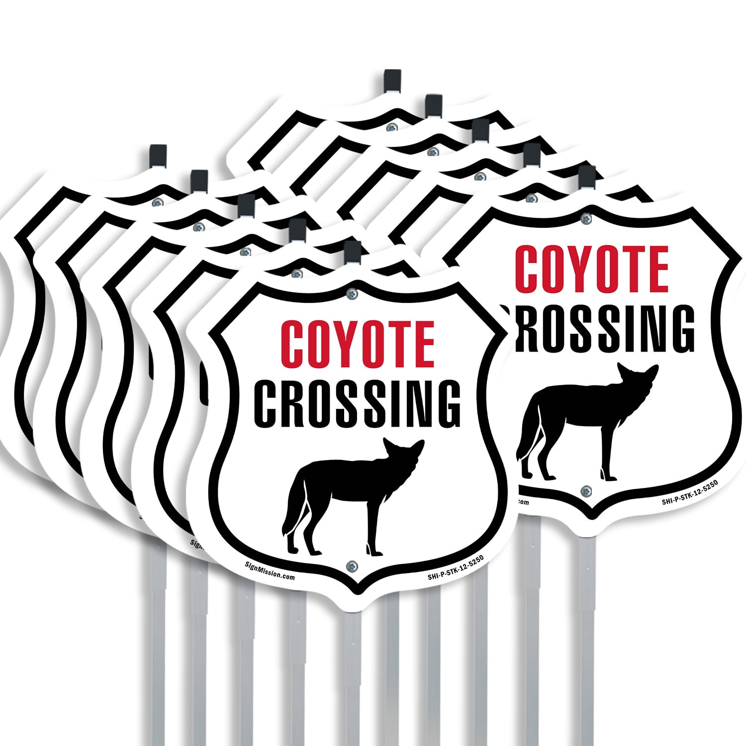 Caution Coyote Crossing (10 Pack) 12 inch X 12 inch Shield Shaped Rust ...