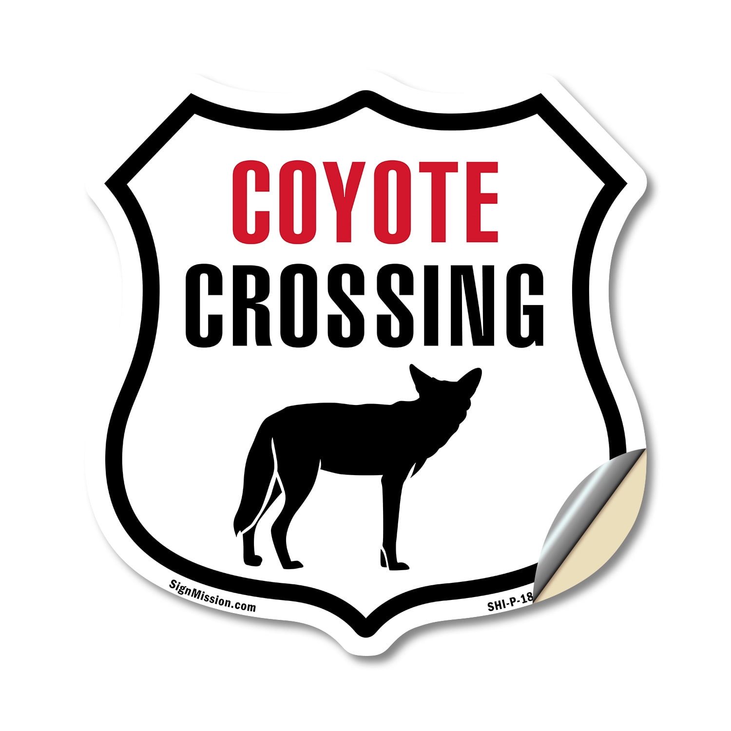 Caution Coyote Crossing (2 Pack) 4 inch X 4 inch Shield Shaped Heavy ...