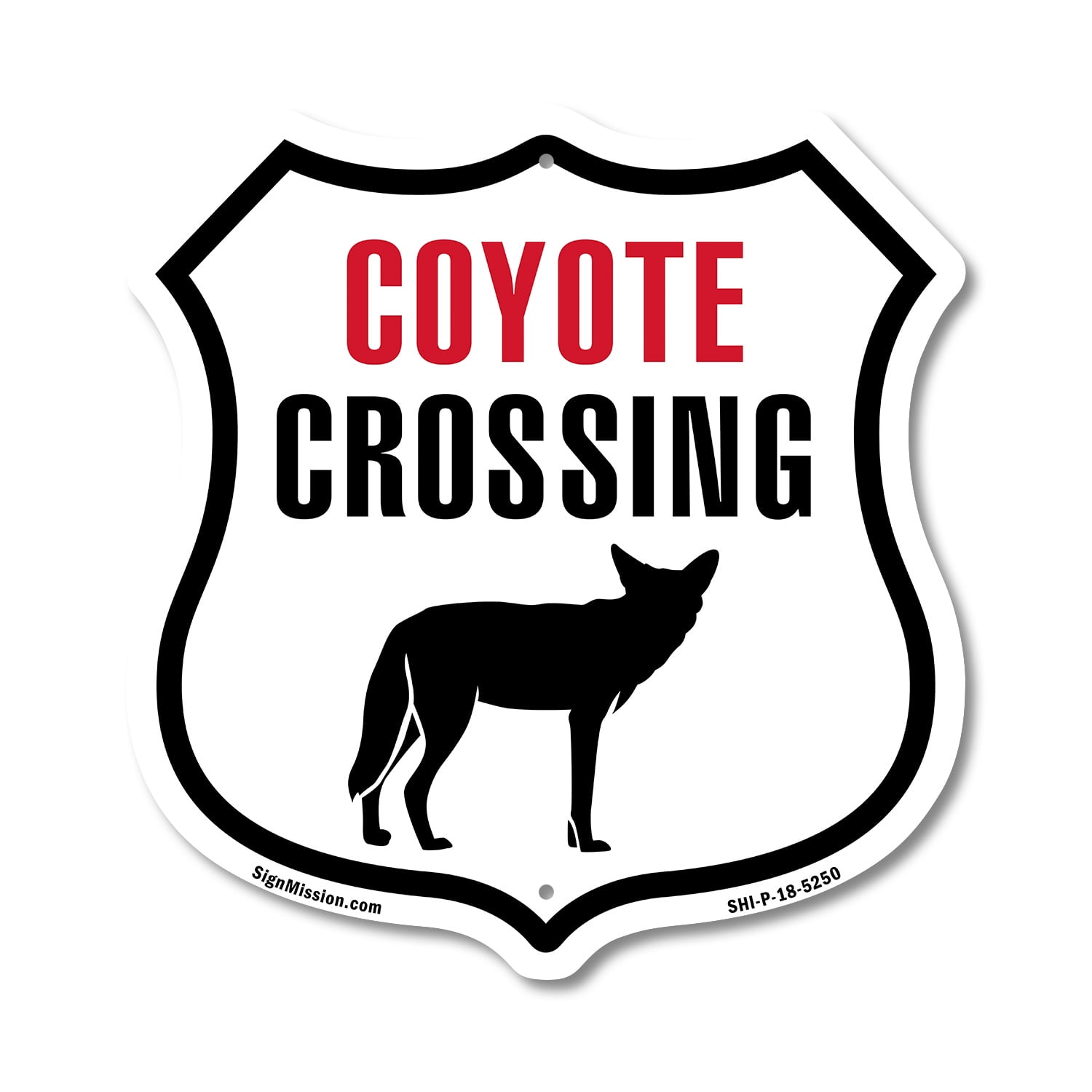 Caution Coyote Crossing (5 Pack) 12 inch X 12 inch Shield-Shaped Rust ...