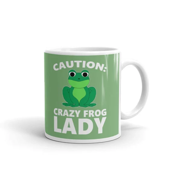 Caution Crazy Frog Lady Funny Frog Gifts For Women Coffee Tea Ceramic ...
