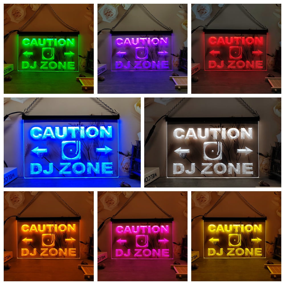 Caution DJ Zone Vintage LED Neon Sign-Posters,3DCarving,Wall,Home,Room ...
