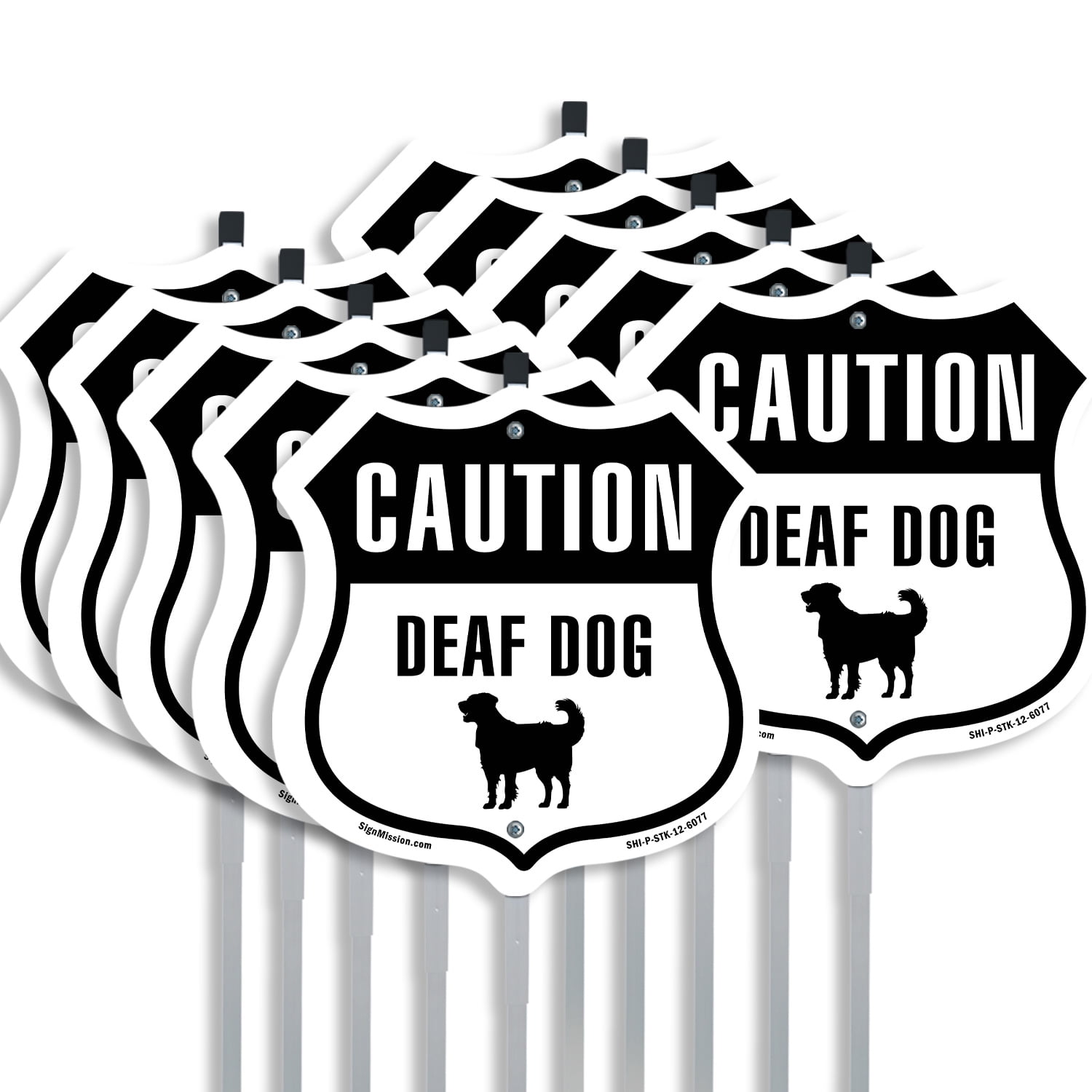 Caution Deaf Dog (10 Pack) 12 inch X 12 inch Shield Shaped Rust-Free ...