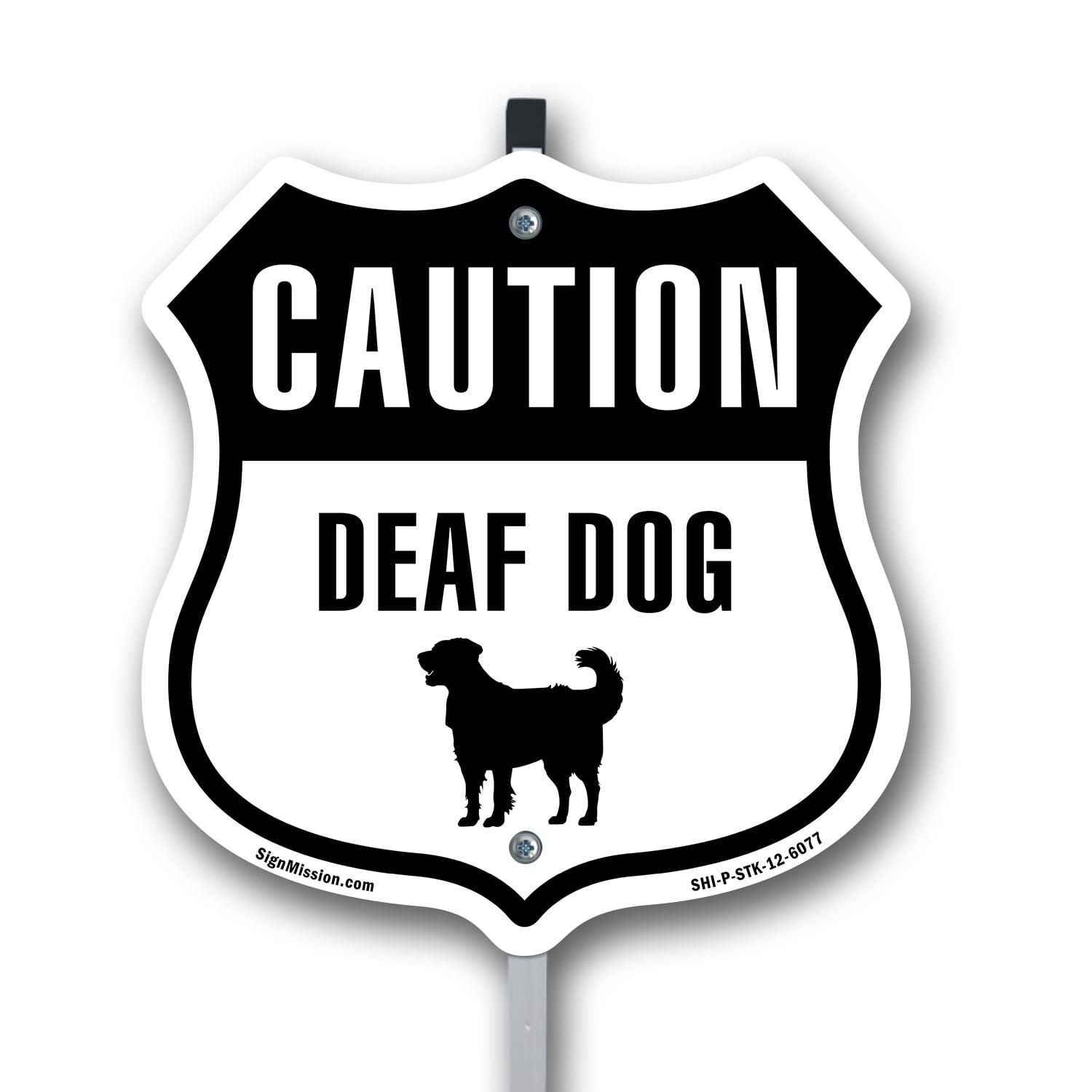 Caution Deaf Dog 12 inch X 12 inch Shield Shaped Commercial Grade ...