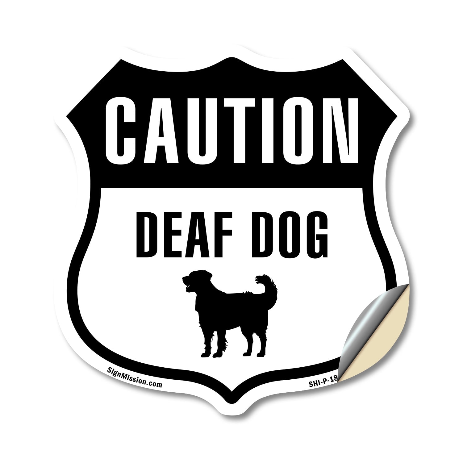 Caution Deaf Dog (5 Pack) 4 inch X 4 inch Shield Shaped Heavy Duty 3.2 ...